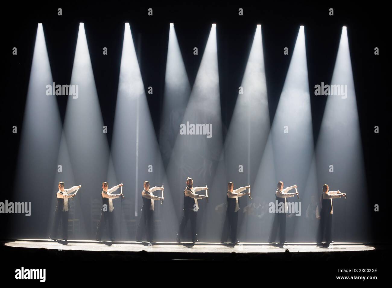 A group of dancers dance on the stage during the new performance 'Vuela ...