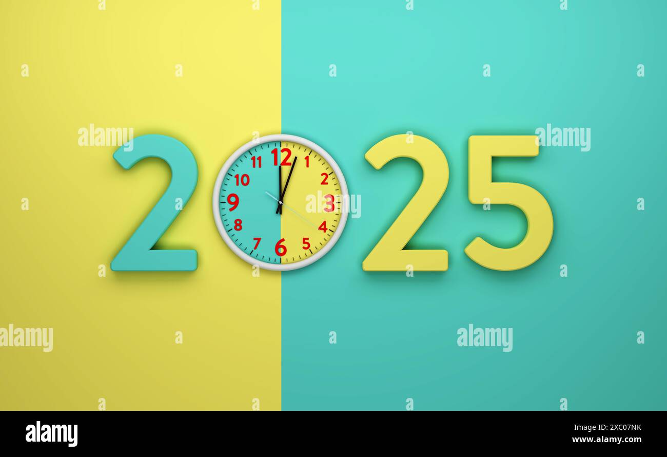 New Year 2025 Creative Design Concept with clock - 3D Rendered Image ...