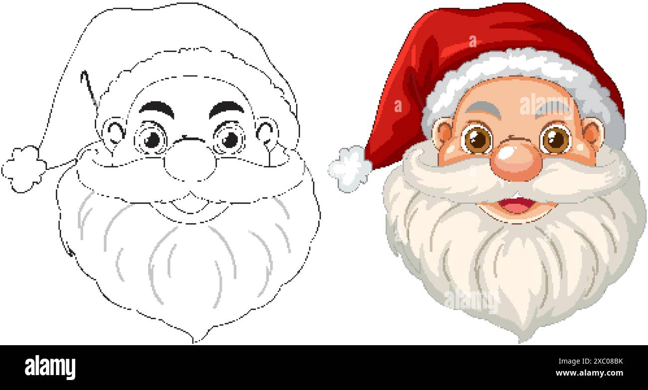 Color and outline versions of Santa Claus Stock Vector Image & Art - Alamy