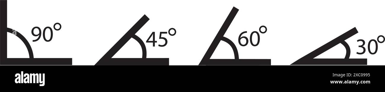 Different angle icons set. Abstract math degree collection of geometric ...