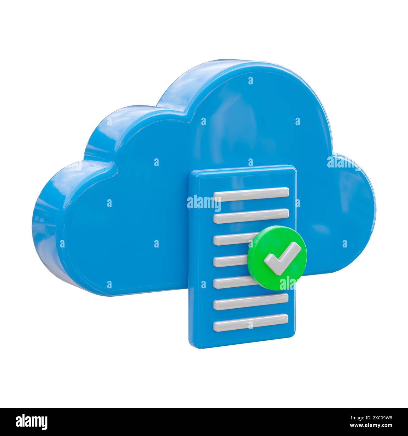3D Cloud management icon with multimedia file upload isolated on white ...