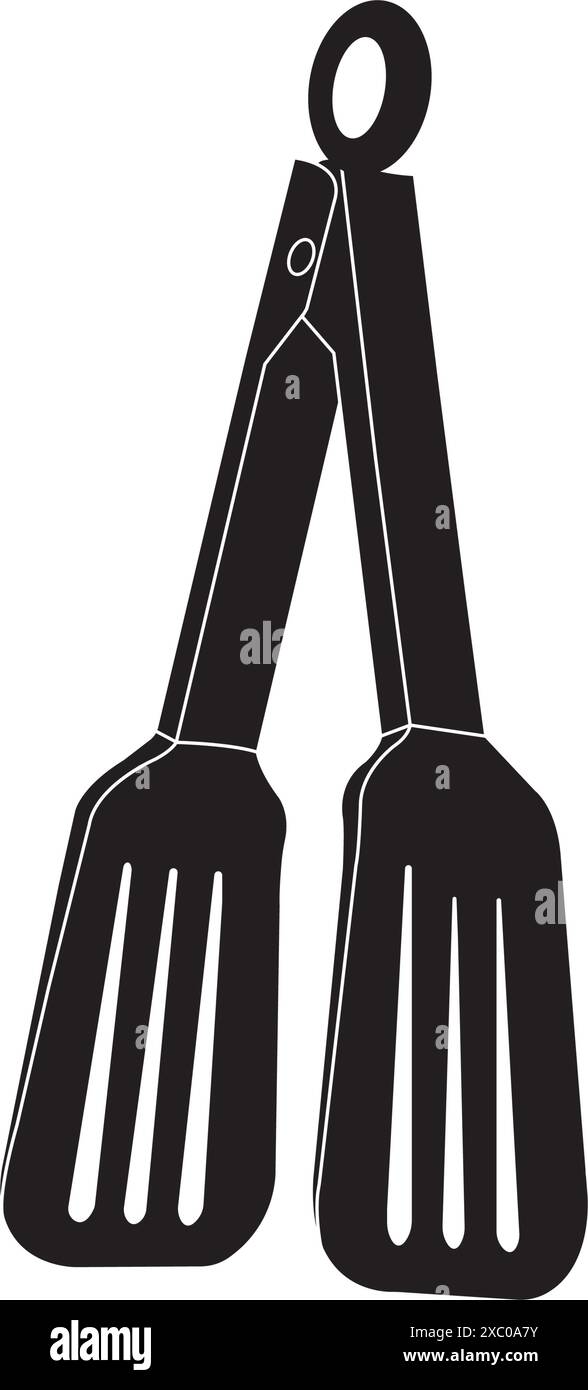 Bbq illustration fire spatula Black and White Stock Photos & Images - Alamy