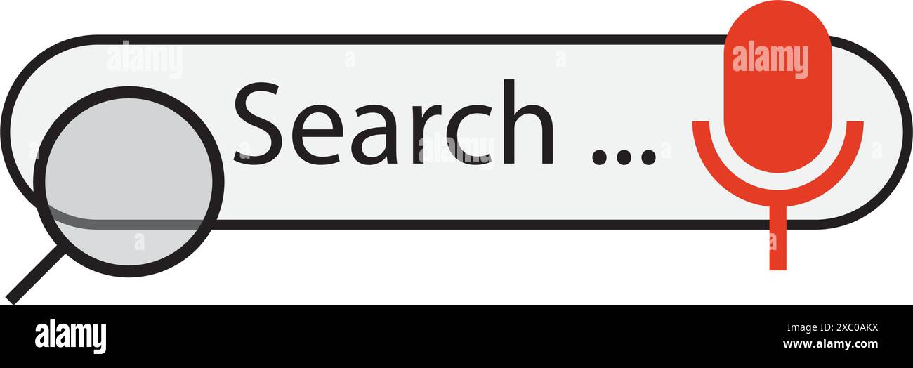 A magnifying glass search button and a microphone icon for voice search ...