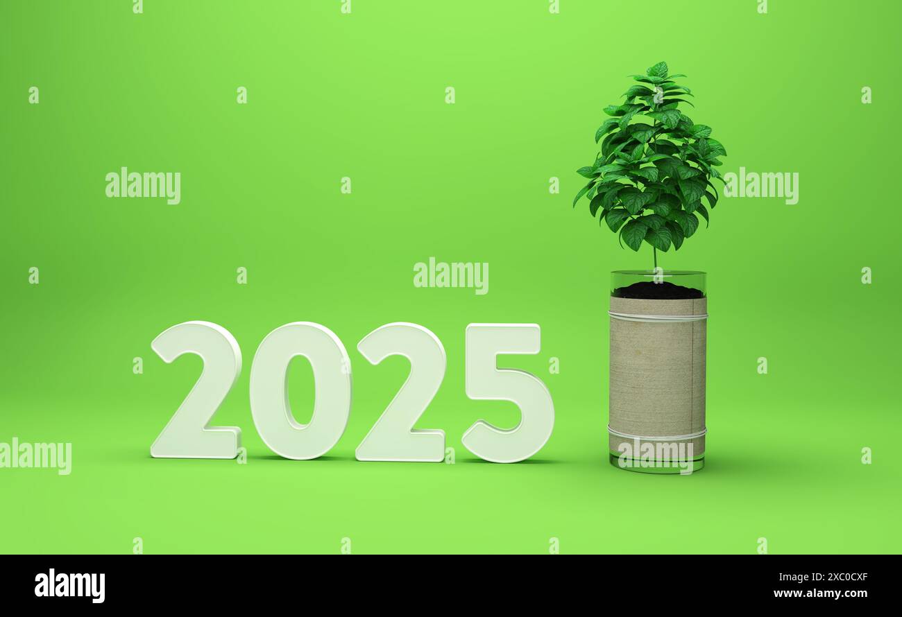 New Year 2025 Creative Design with go green Concept - 3D Rendered Image ...