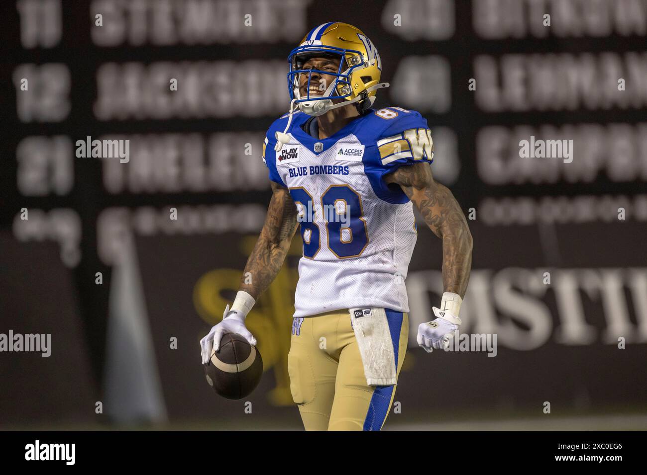 Ottawa, Canada. 13 Jun 2024. Keric Wheatfall (88) of the Winnipeg Blue Bombers. Regular season ...