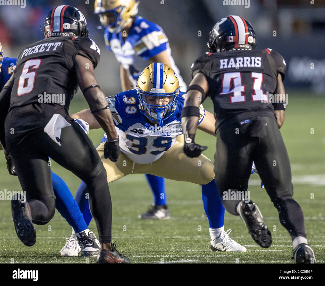 Ottawa, Canada. 13 Jun 2024. Max Charbonneau (39) of the Winnipeg Blue Bombers. Regular season ...