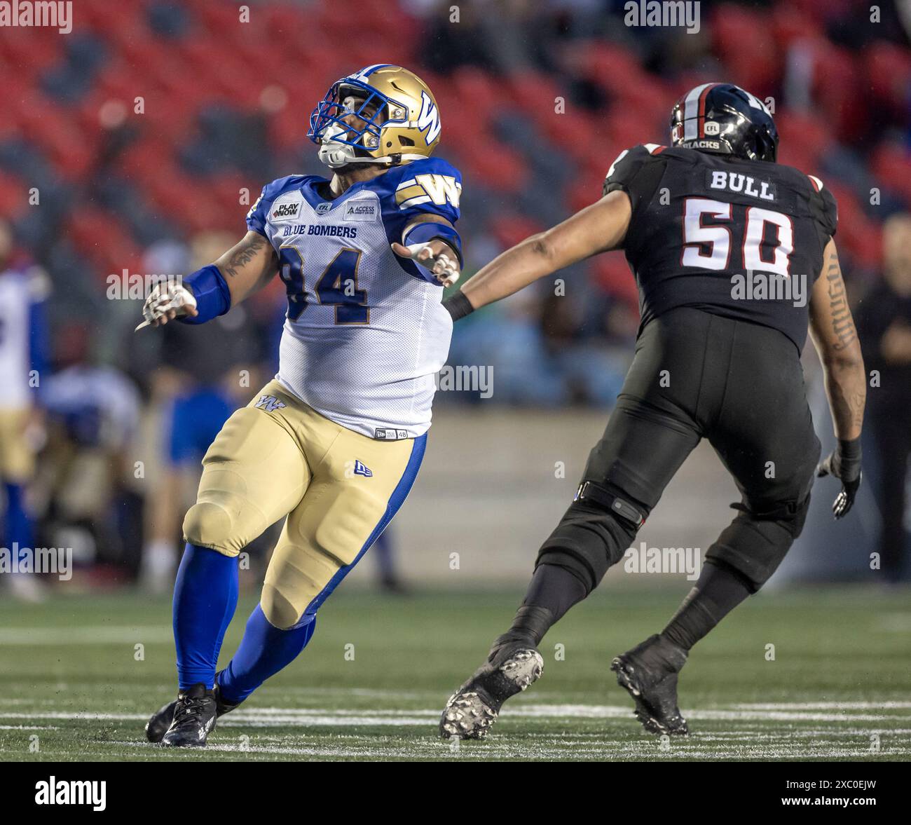 Ottawa, Canada. 13 Jun 2024. Devin Adams (94) of the Winnipeg Blue Bombers. Regular season ...