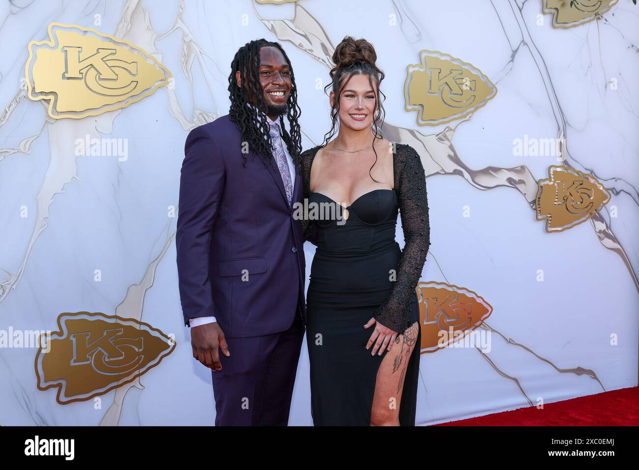 June 13, 2024: Cam Jones on the red carpet at the Kansas City Chiefs Super Bowl Ring ceremony at ...