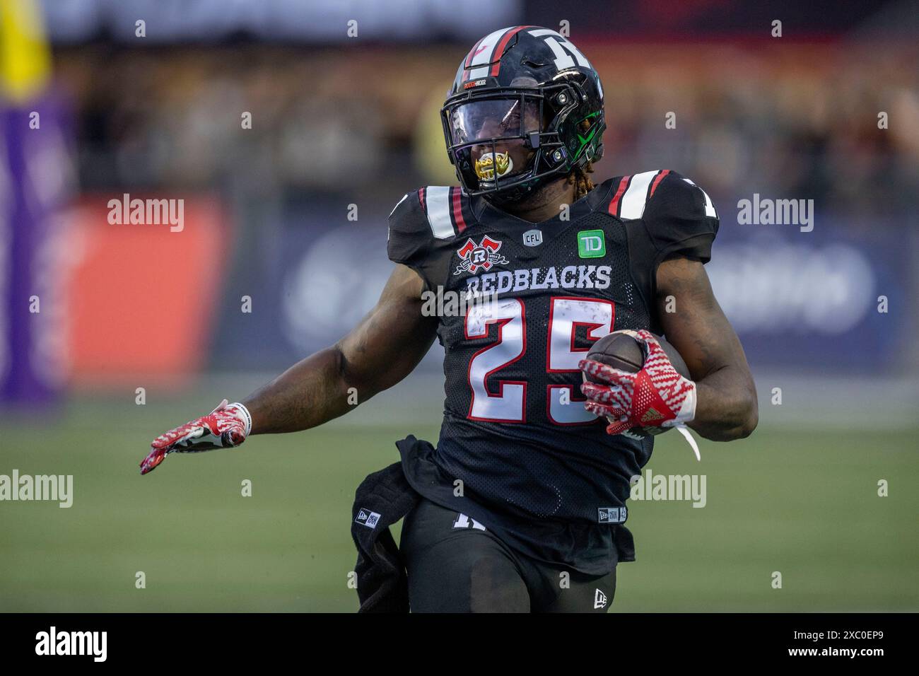 Ottawa, Canada. 13 Jun 2024. Ryquell Armstead (25) of the Ottawa Redblacks. Regular season ...