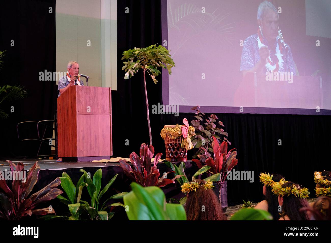 Honolulu, Hawaii, USA. 13th June, 2024. NAINOA THOMPSON delivers his ...