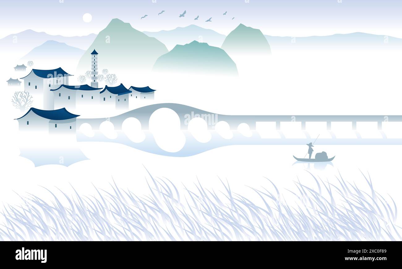 Peaceful country scene Stock Vector Images - Alamy