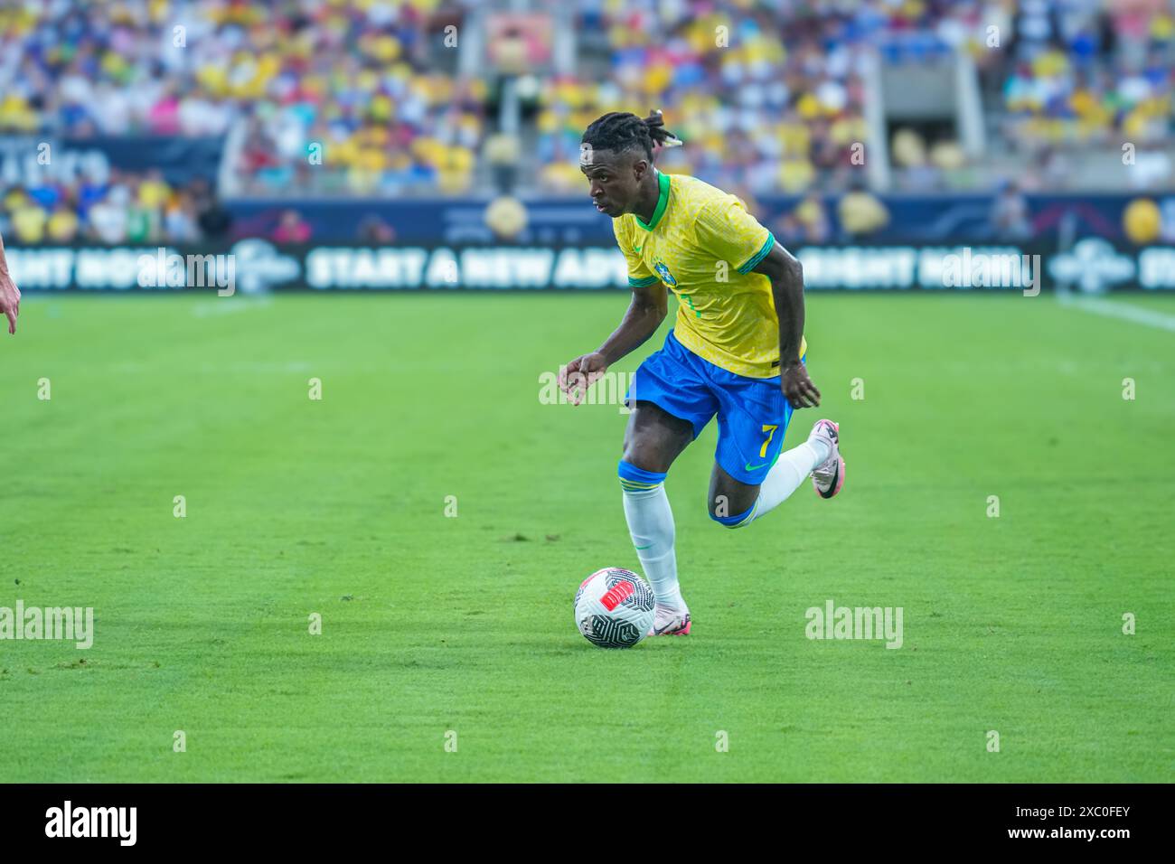 Orlando, Florida, June 12, 2024, Brazil player Vinicius Jr #7 makes a ...