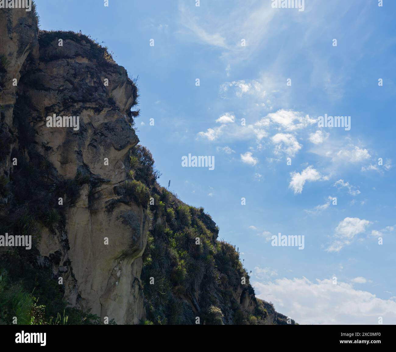 Inca face on the rock. Ruins of Ingapirca, Ecuador. Profile of a man in ...