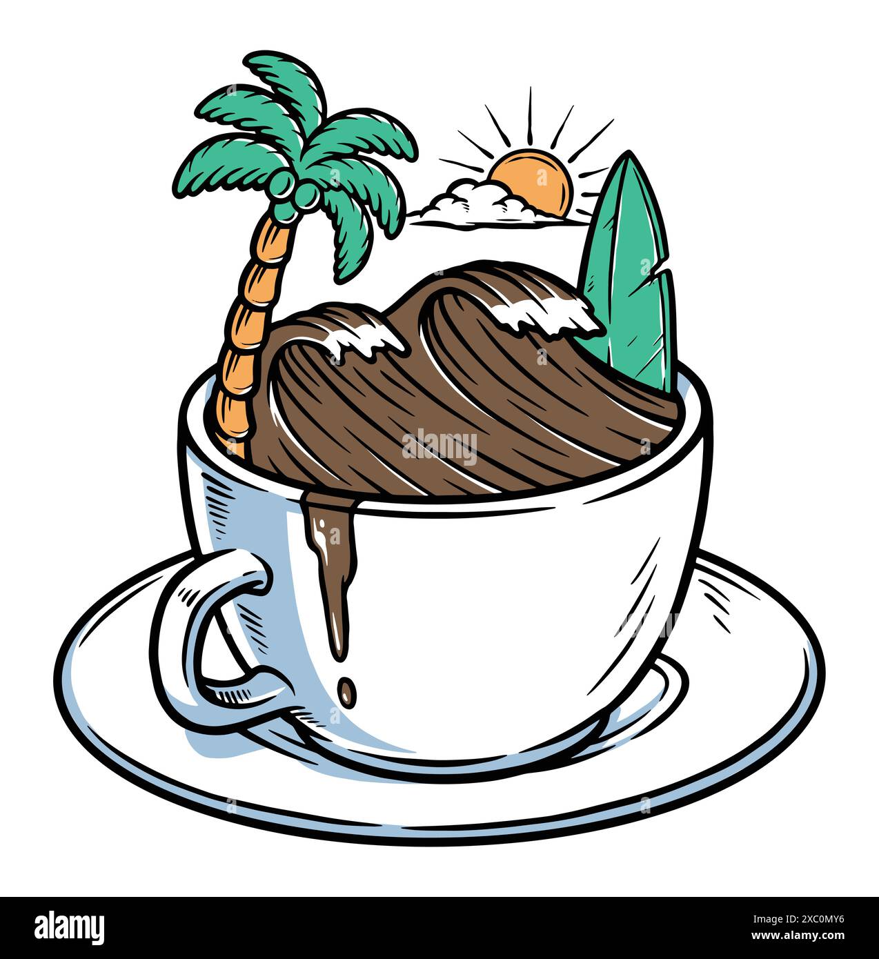 Coffee and beach Stock Vector Images - Alamy