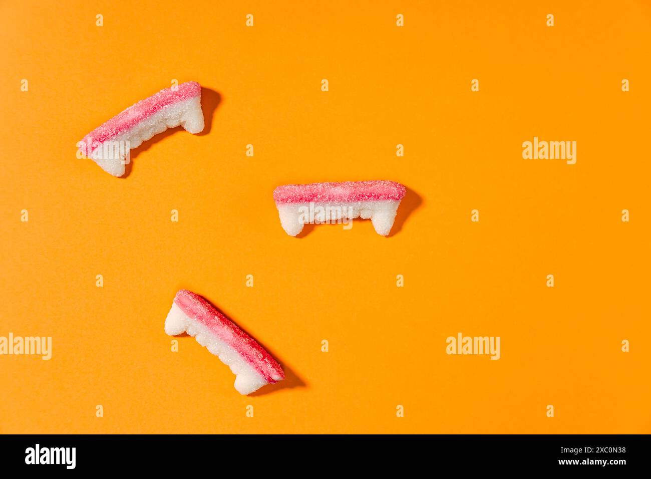 Gummy vampire teeth, sweet and sour Halloween candies isolated on ...