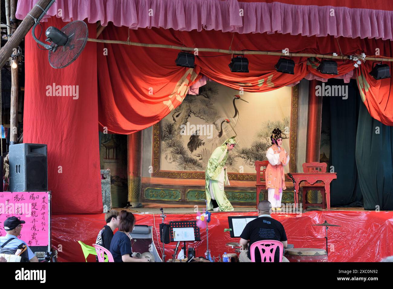 Chinese opera performing in the bamboo theatre for 3 days during the ...