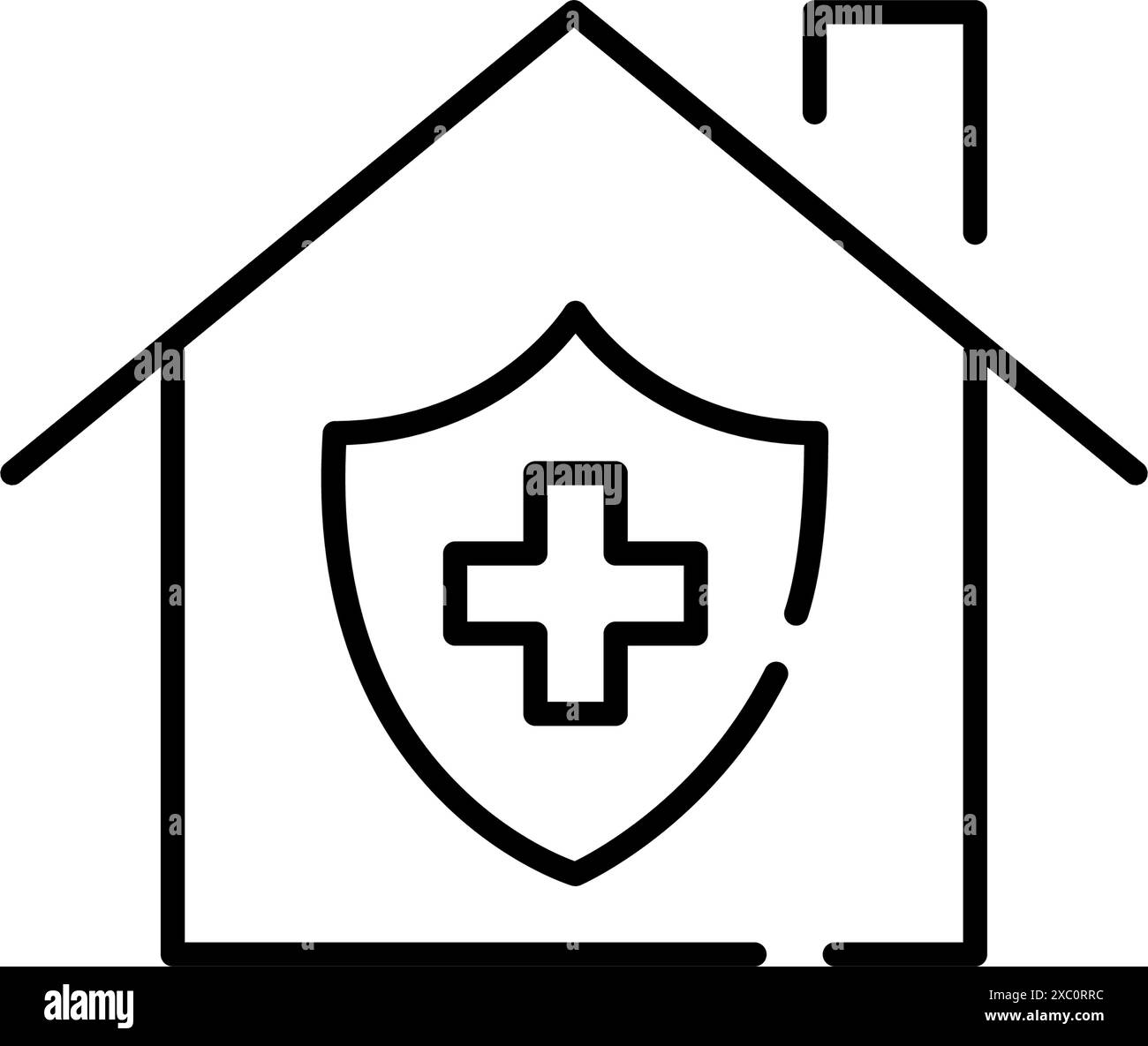 House and shield with cross. Family medical insurance. Healthcare ...