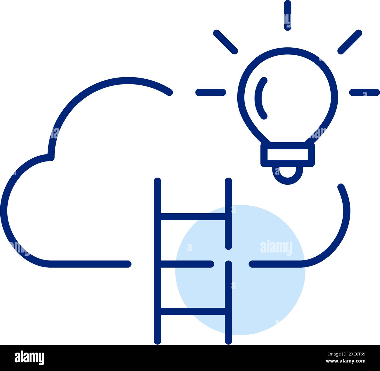 Cloud and ladder with light bulb. Creative innovations in technology ...