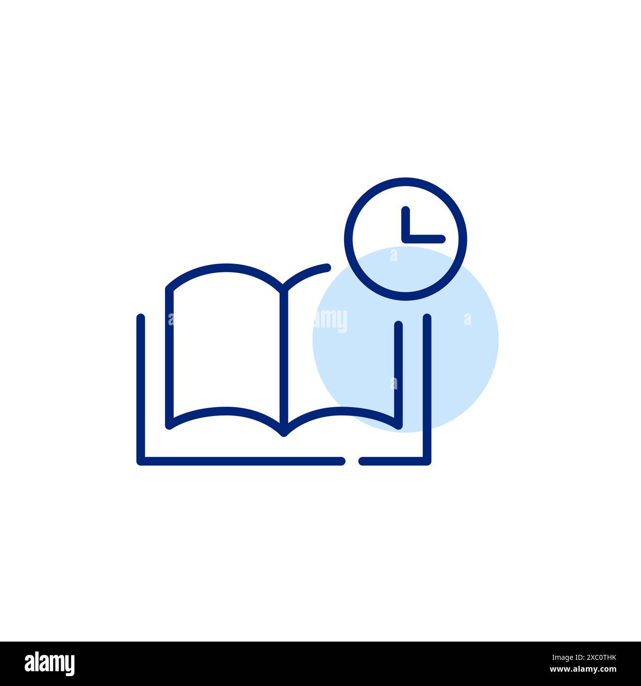 Open book and clock. Study sessions, time dedicated to learning ...