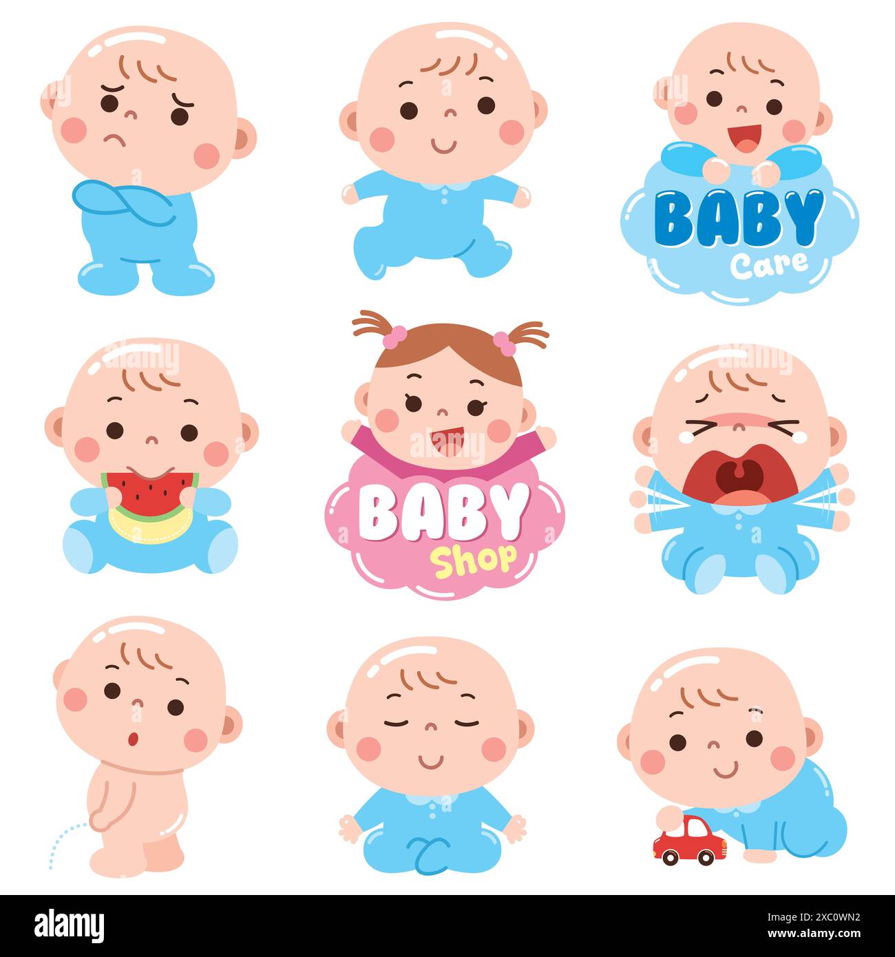 Vector Illustration of Cartoon Baby character. Cute baby Stock Vector ...