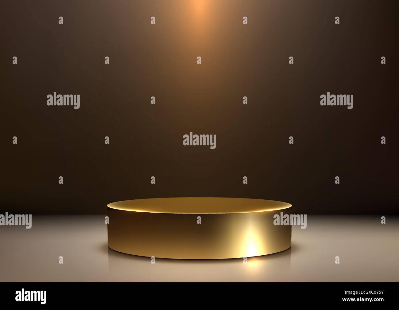 Gold Podium Under Spotlight on Brown Background, Luxury Style 3D Mockup ...