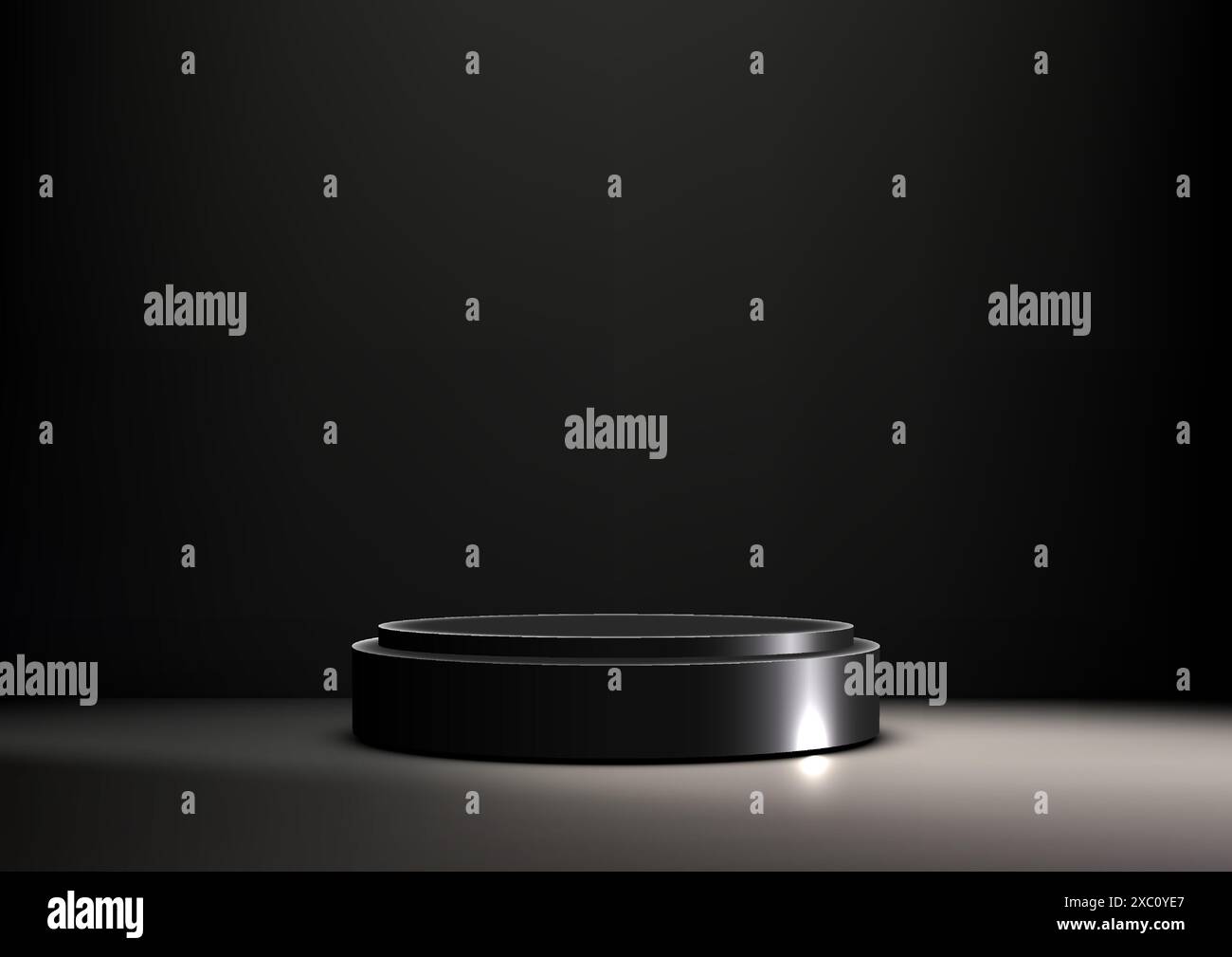 3D Black Podium with Spotlight in Dark Room, Modern Style Product ...