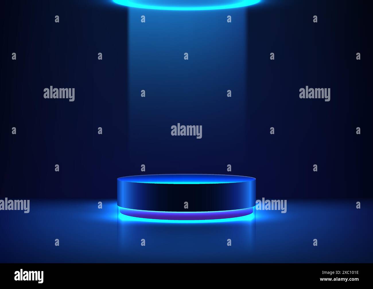 Futuristic 3D Blue Podium with Illuminated Neon Light for Technology ...