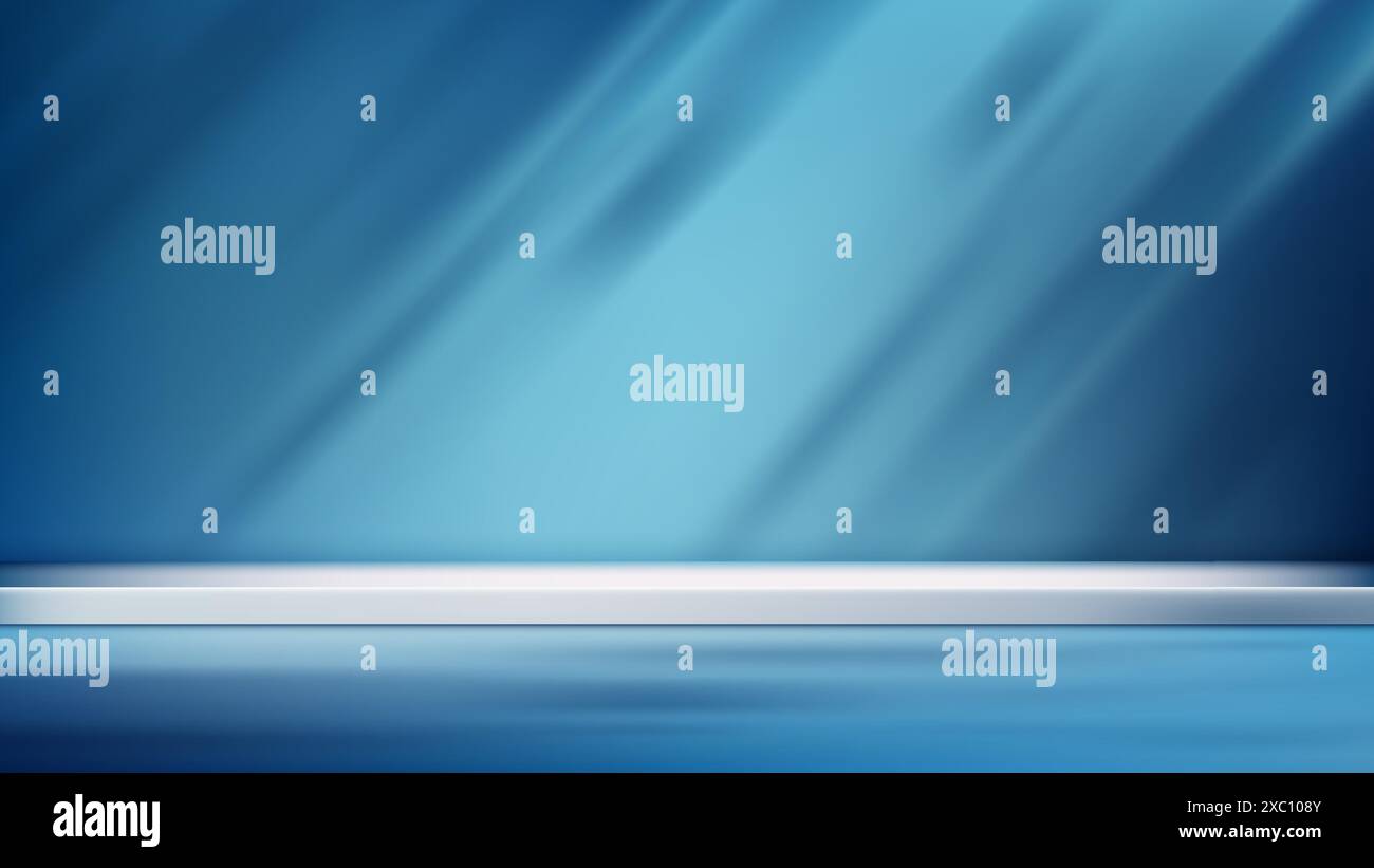 White Shelf on Light Blue Background, Minimalist Modern Design with ...