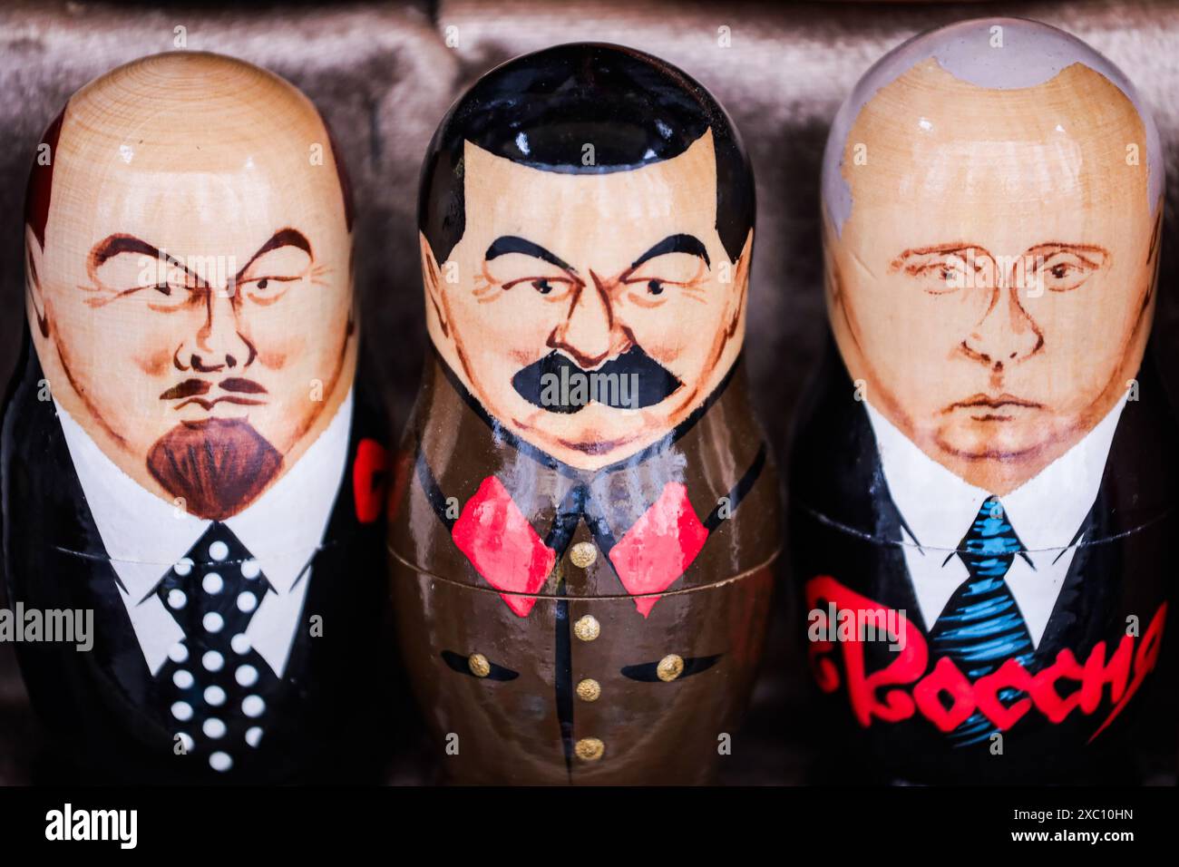 St. Petersburg, Russia. 12th June, 2024. Russian wooden toys in the ...