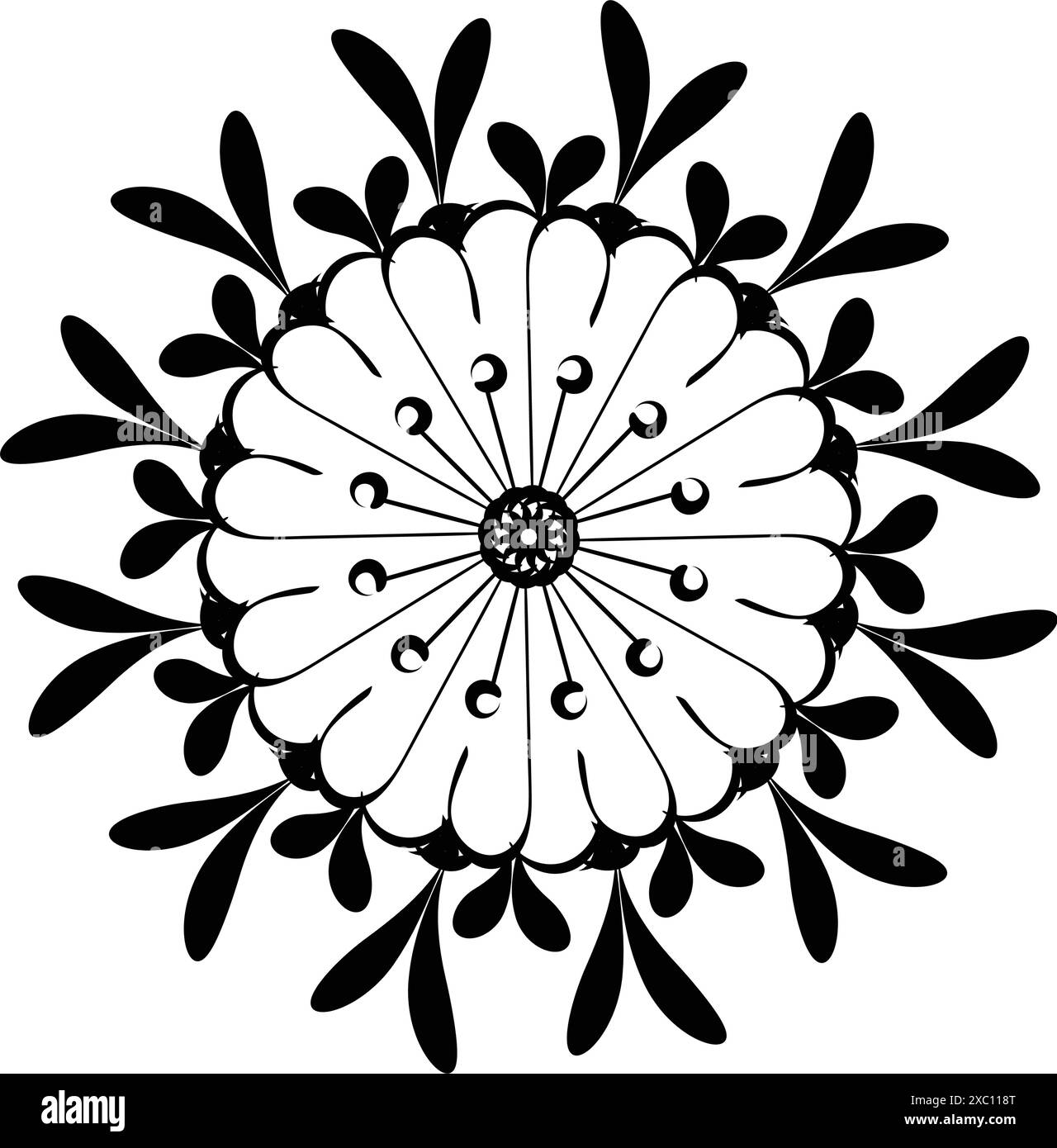 Linear Flower Simple Line Art Doodle Ornament Outline Hand Drawn