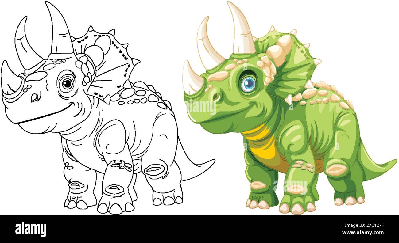 Adorable green dinosaur with detailed features Stock Vector Image & Art ...