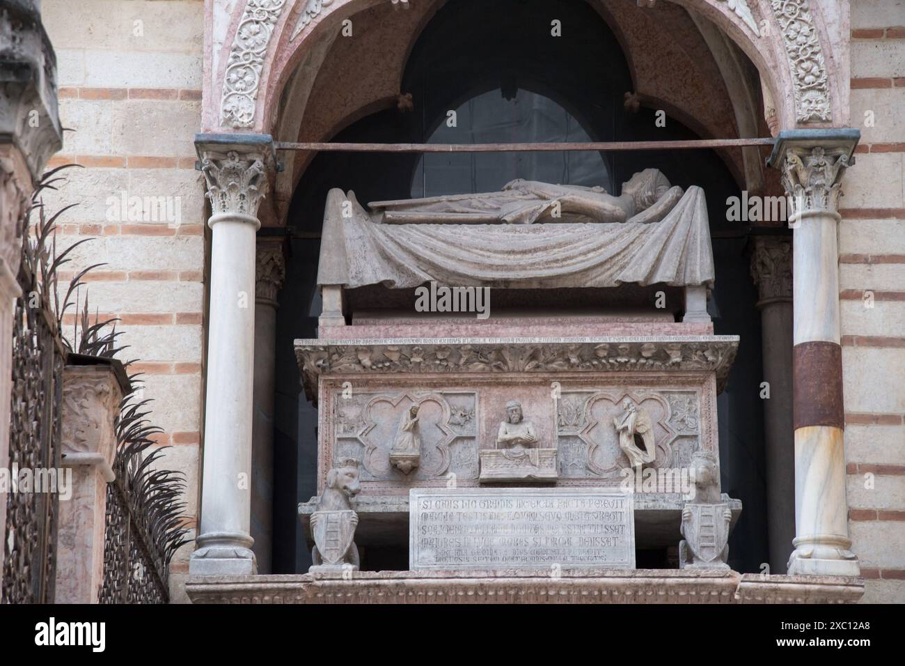 Sarcophagus and effigy of Cangrande I della Scala from XIV century in ...