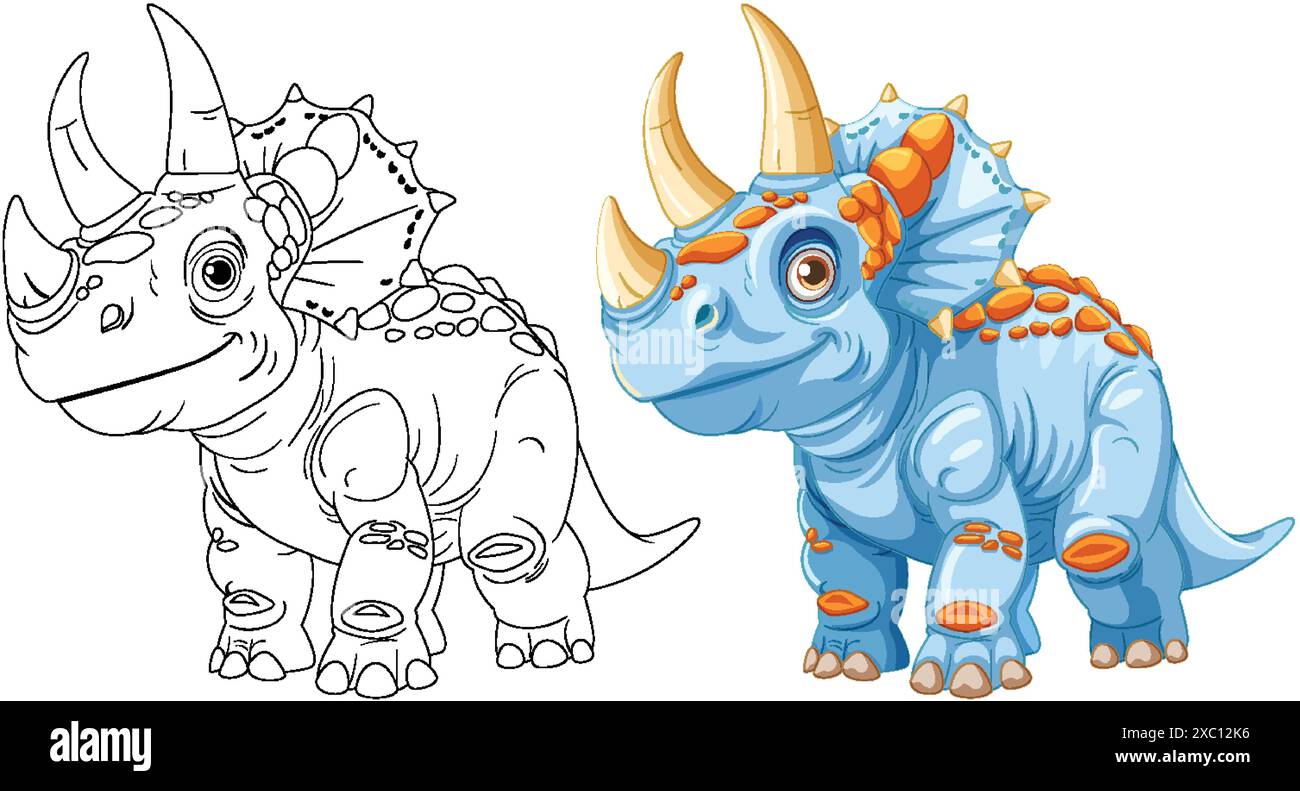 Colorful and outlined triceratops vector art Stock Vector Image & Art ...