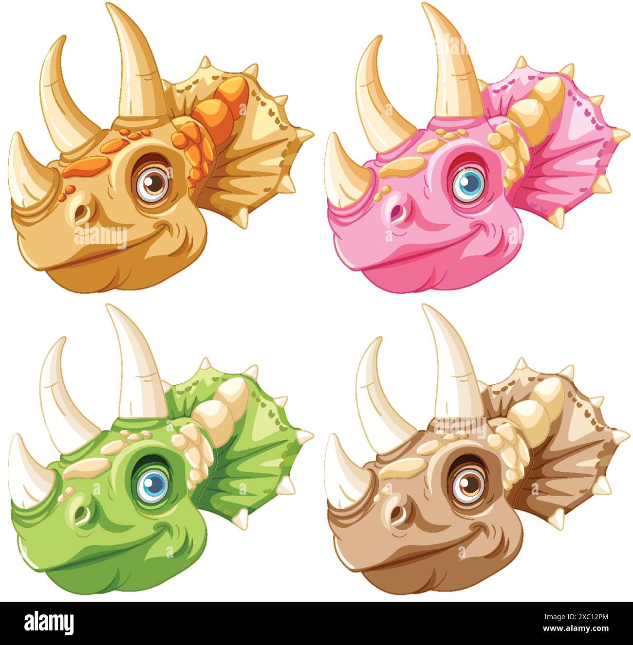 Four vibrant dinosaur heads in different colors Stock Vector Image ...