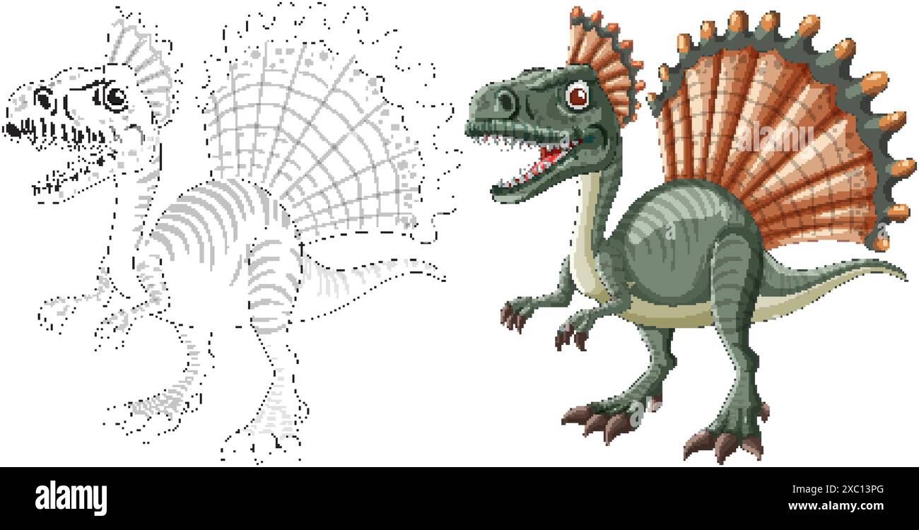 Dinosaur with vibrant colors and detailed outline Stock Vector Image ...