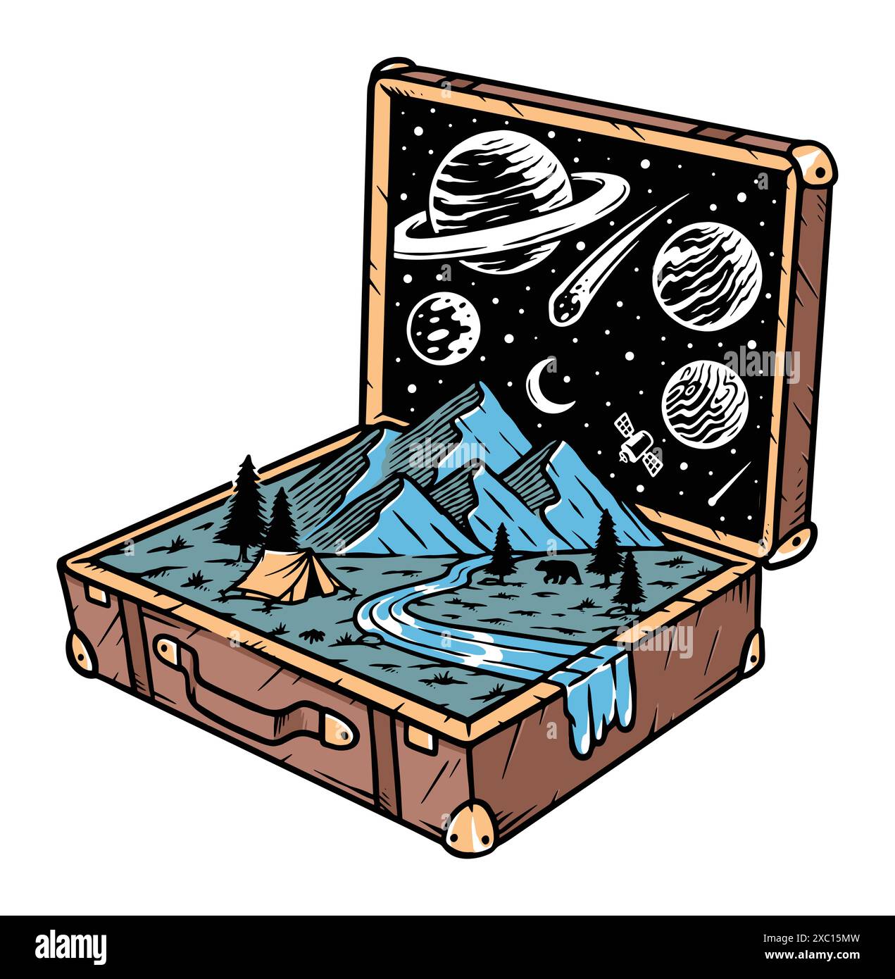 Mountain bag camp cartoon Stock Vector Images - Alamy