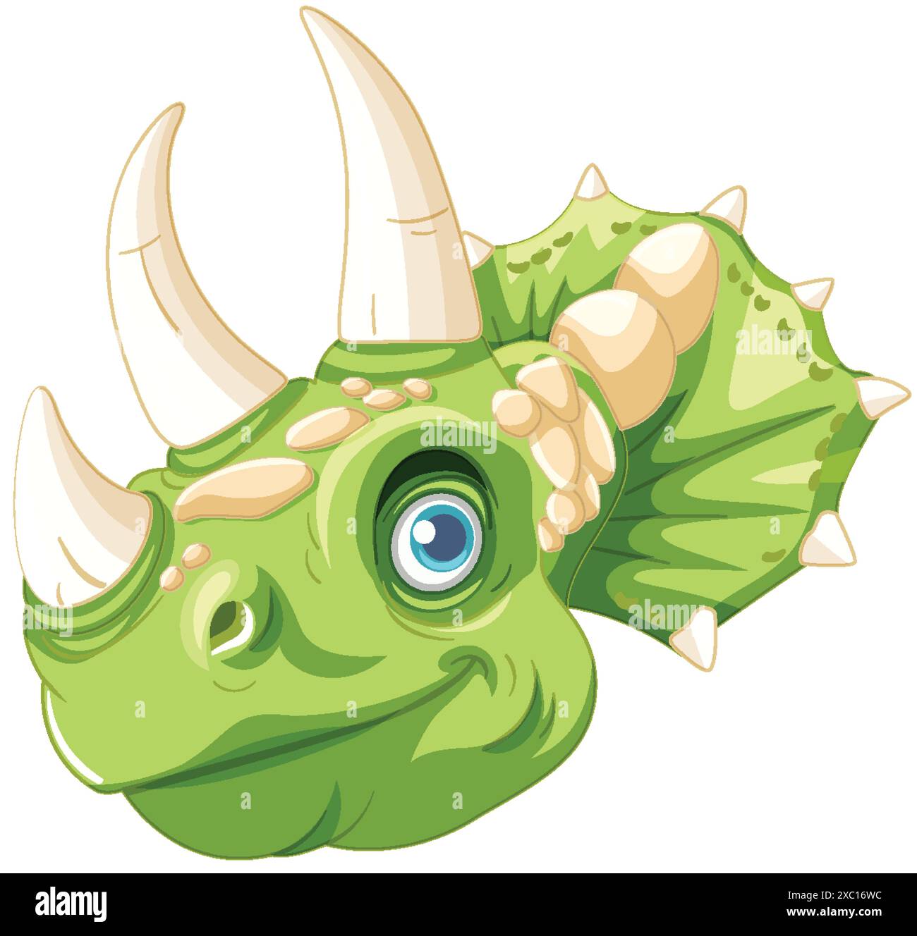 Smiling green dinosaur with horns and spikes Stock Vector Image & Art - Alamy