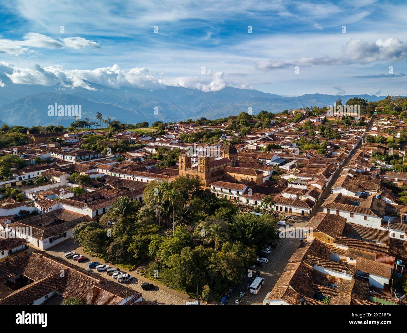 Aerial view of heritage town Barichara. Historic city in Santander ...