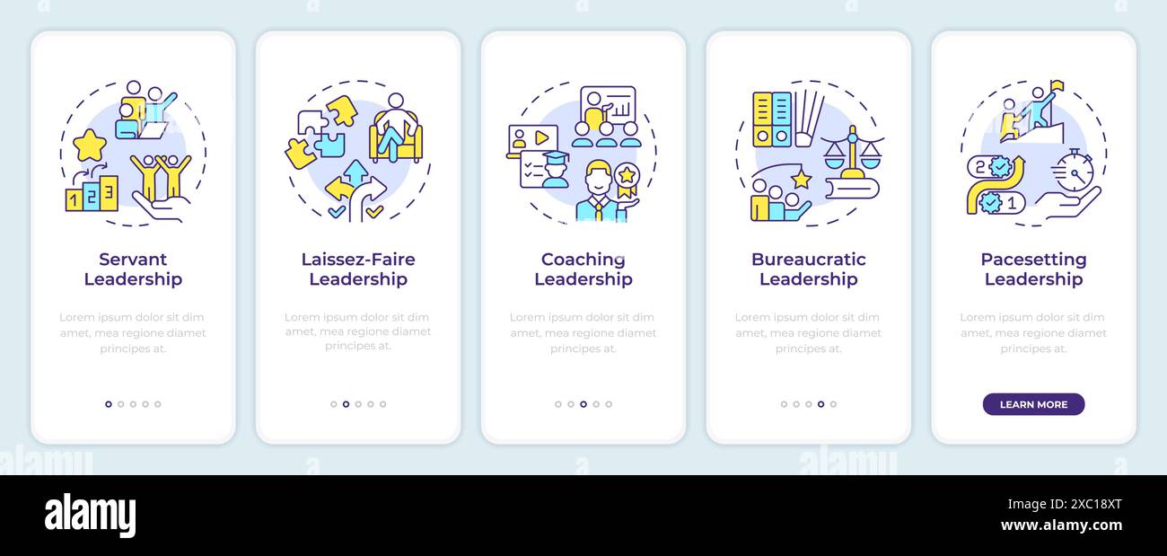 Styles Of Leadership Onboarding Mobile App Screen Stock Vector Image And Art Alamy