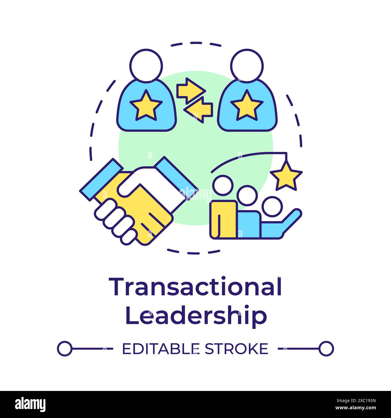 Transactional leadership multi color concept icon Stock Vector Image ...