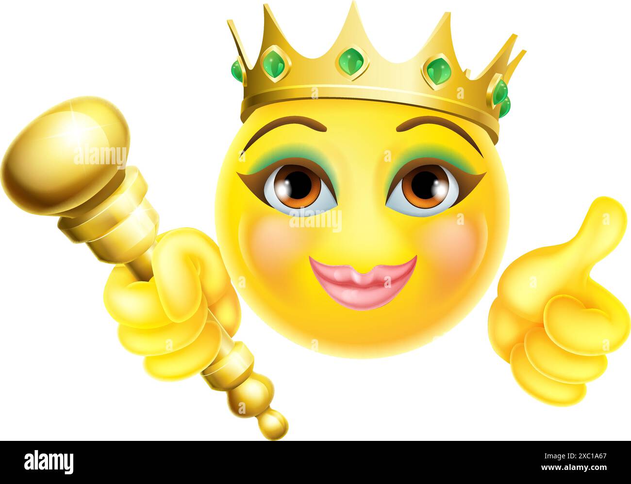 Queen Princess Emoticon Gold Crown Cartoon Face Stock Vector Image ...