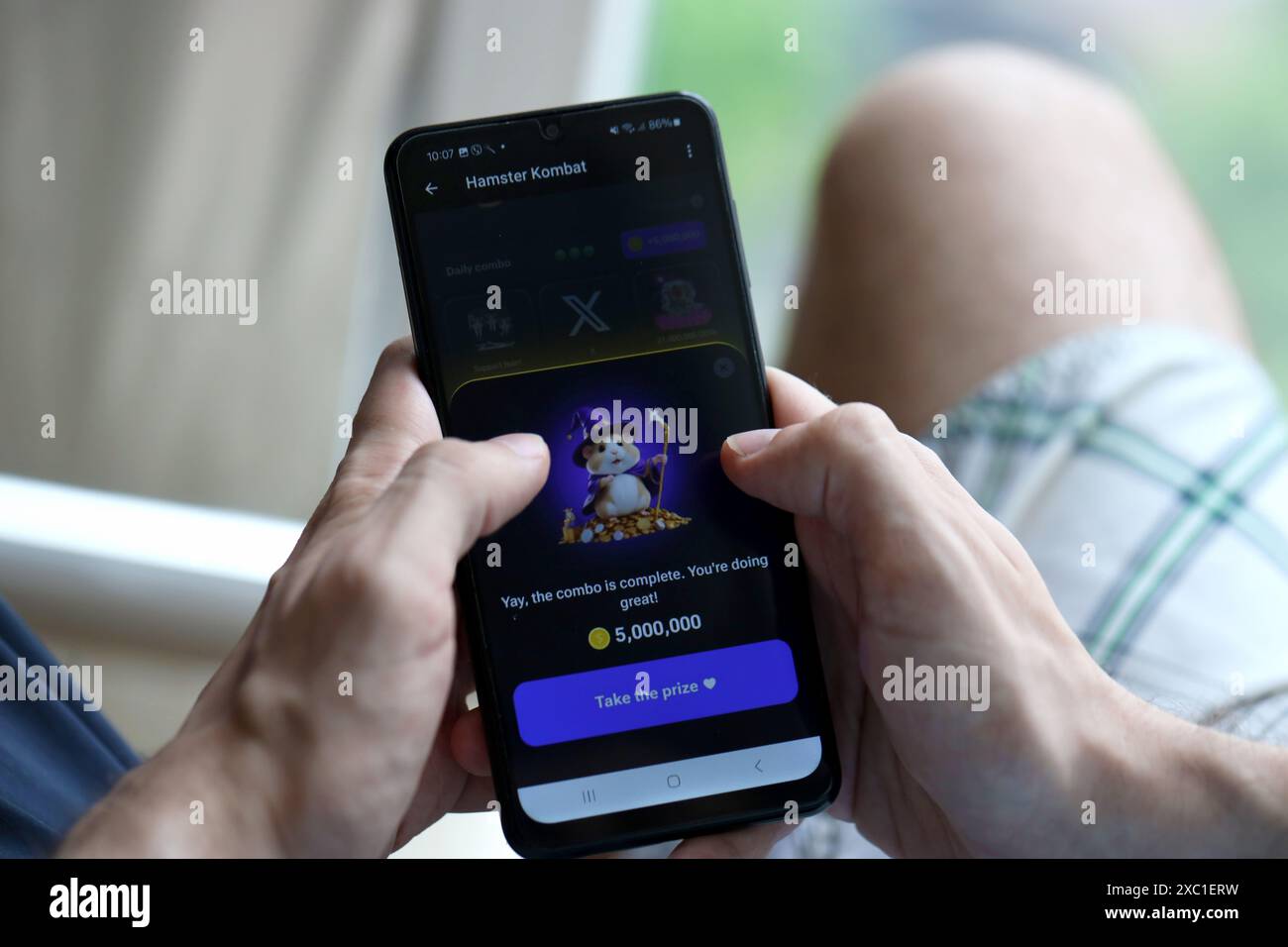 KYIV, UKRAINE - APRIL 20, 2024 Hamster Kombat telegram bot on ...