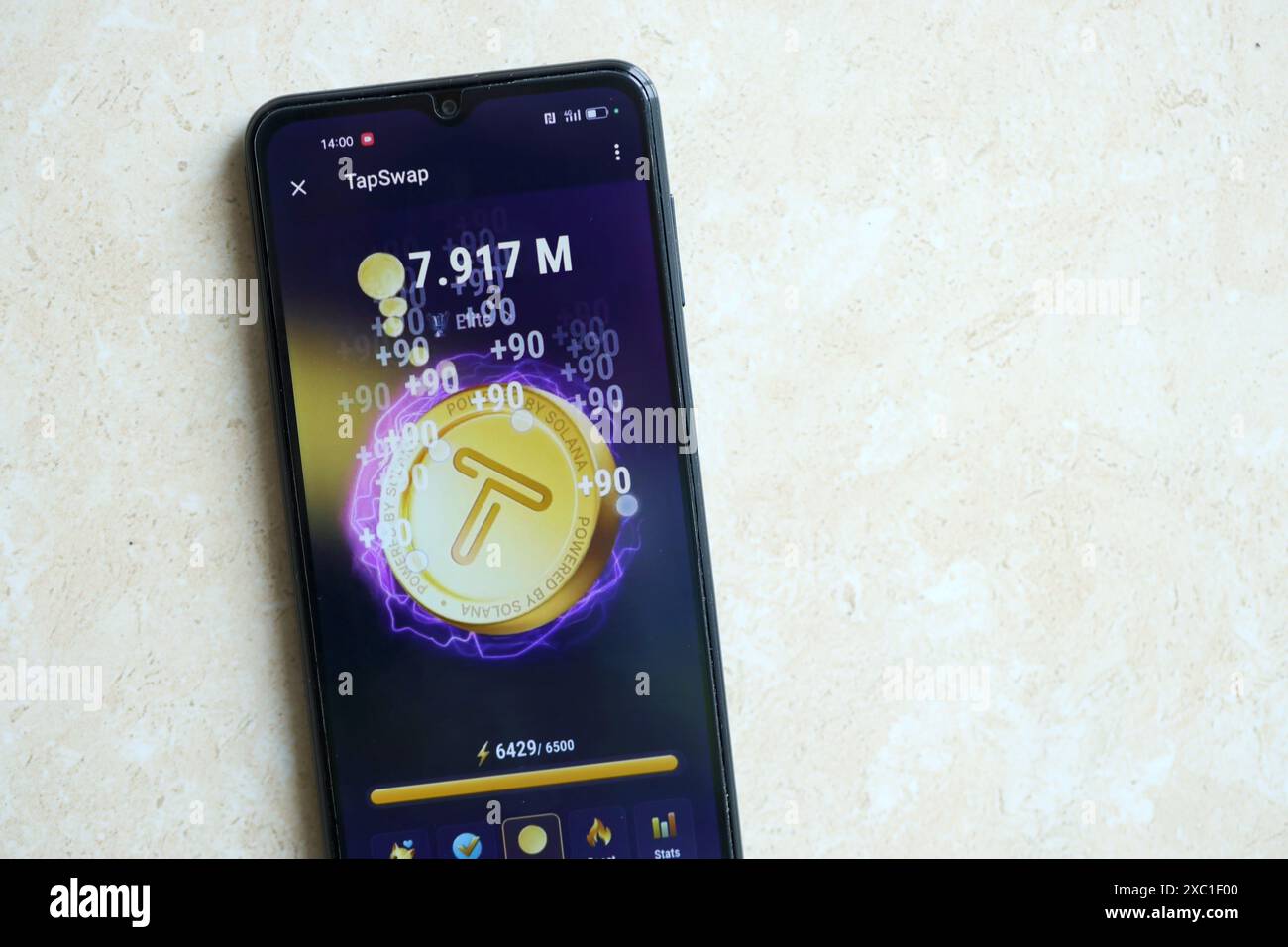 KYIV, UKRAINE - APRIL 20, 2024 Tap Swap telegram bot on smartphone ...