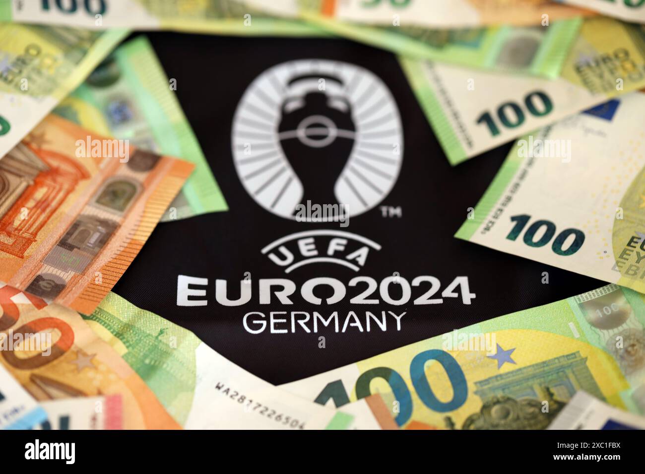 KYIV, UKRAINE - APRIL 20, 2024 Official UEFA Euro 2024 Germany logotype ...