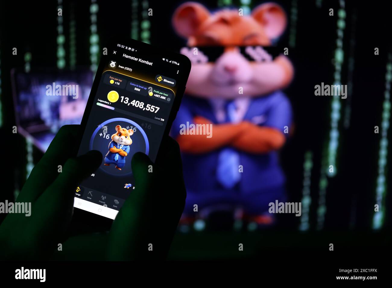 KYIV, UKRAINE - APRIL 20, 2024 Hamster Kombat telegram bot on ...