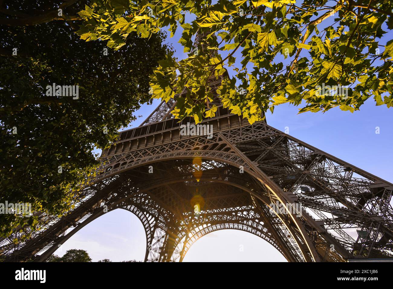 The Eiffel Tower from Below on a Sunny Day - Paris, France Stock Photo ...