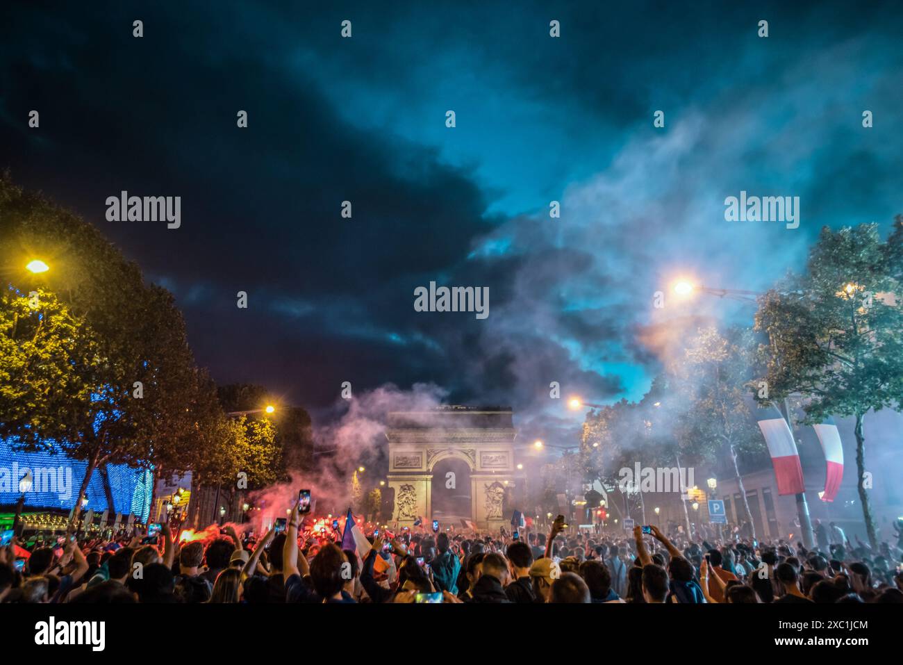 Crowd Celebrations on the Champs-Élysées after France's Semi-Final ...