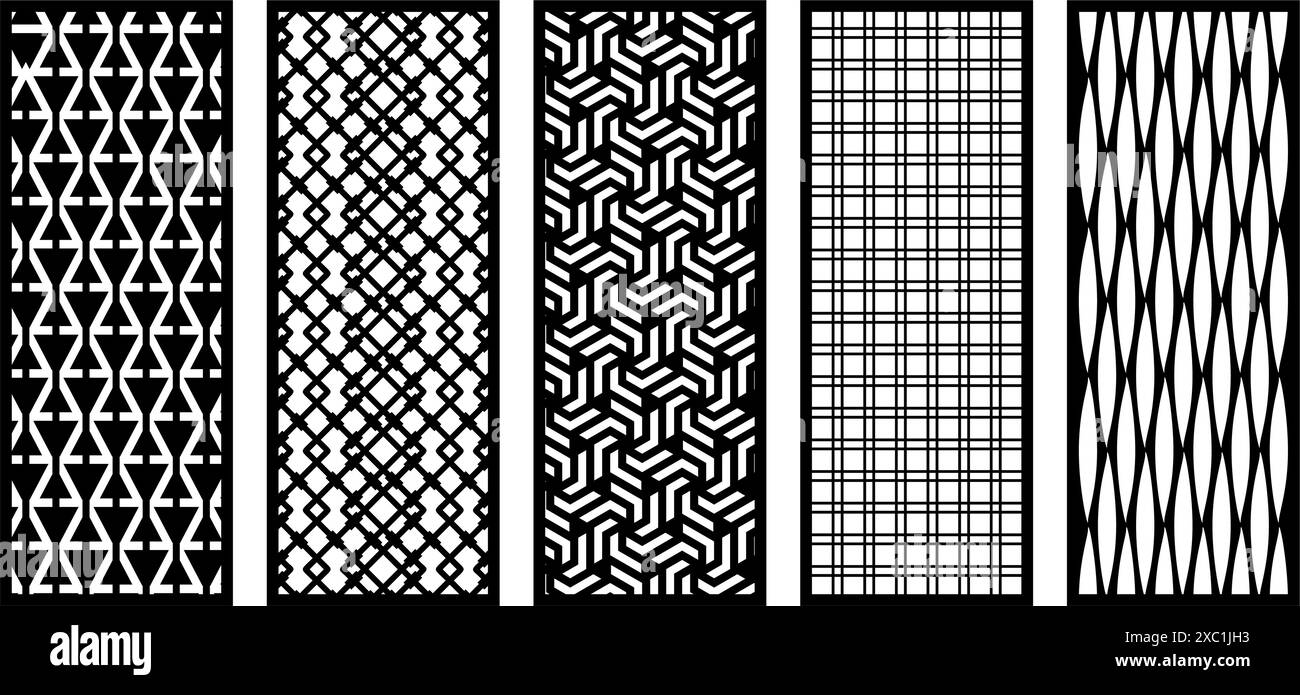 Decorative wall panels set, pattern with abstract flowers Stock Vector ...
