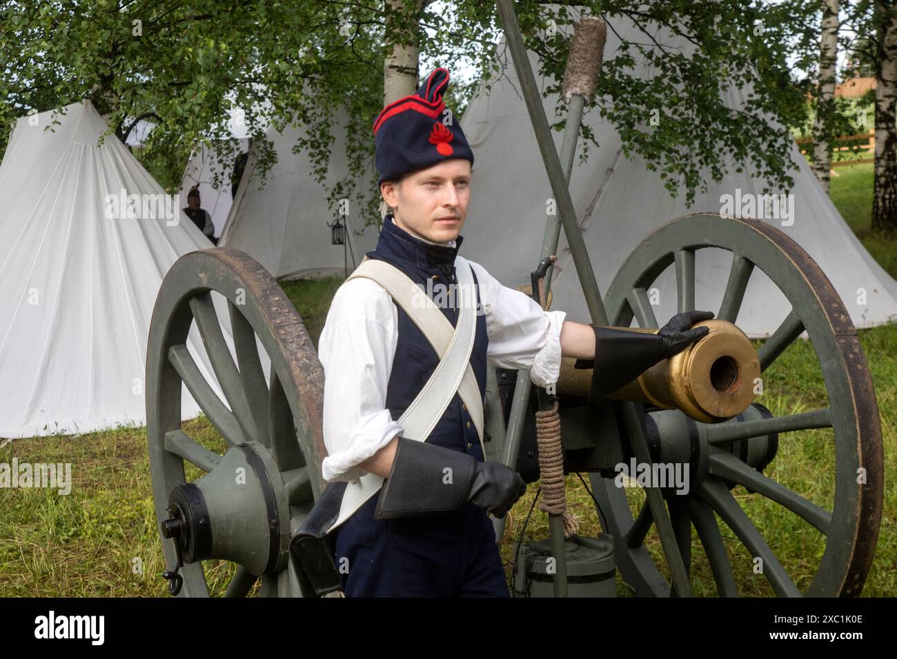 Moscow, Russia. 12th June, 2024. A participant takes part a historical ...