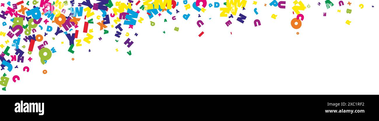 Falling letters of English language. Colorful childish flying ...